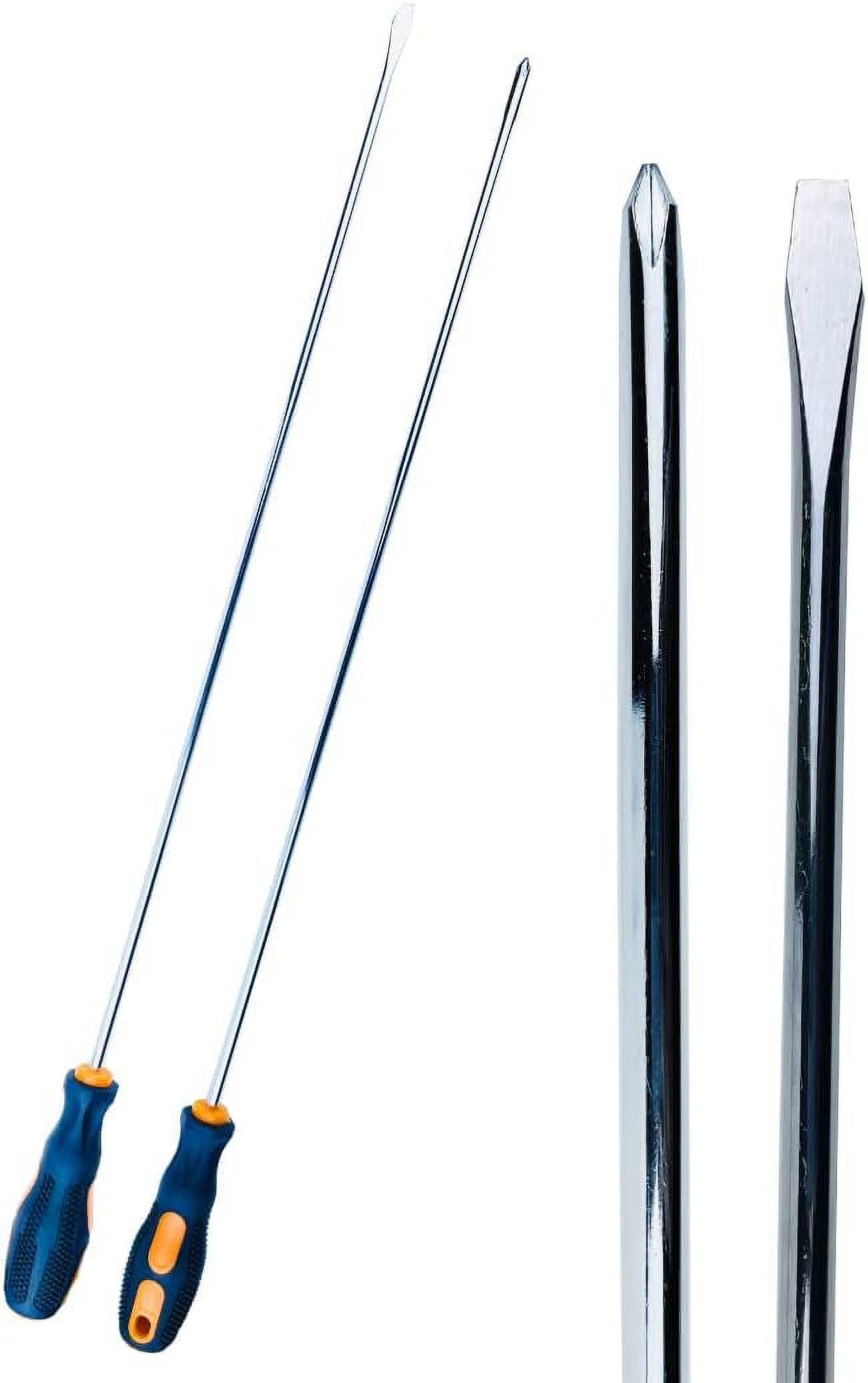 24" Long 2 Pc Extra Long Screwdriver Set w/ 20" Shank || Phillips ...