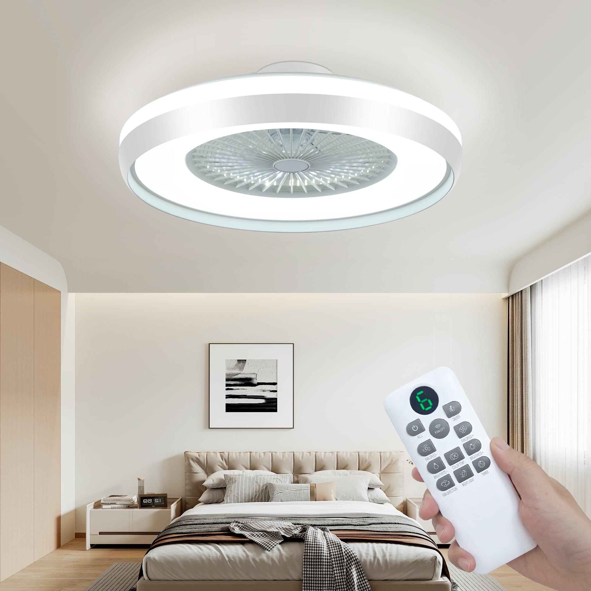 "24"" Electric Indoor Ceiling Fan with Lights, APP & Remote Control, 3 ...