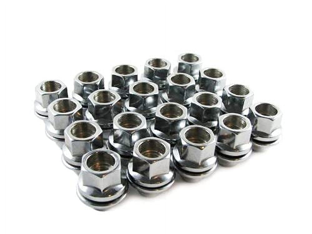 24 Lug Nuts Mag 12mmx1.5 Chrome Open End 13/16" Hex With Washer For ...