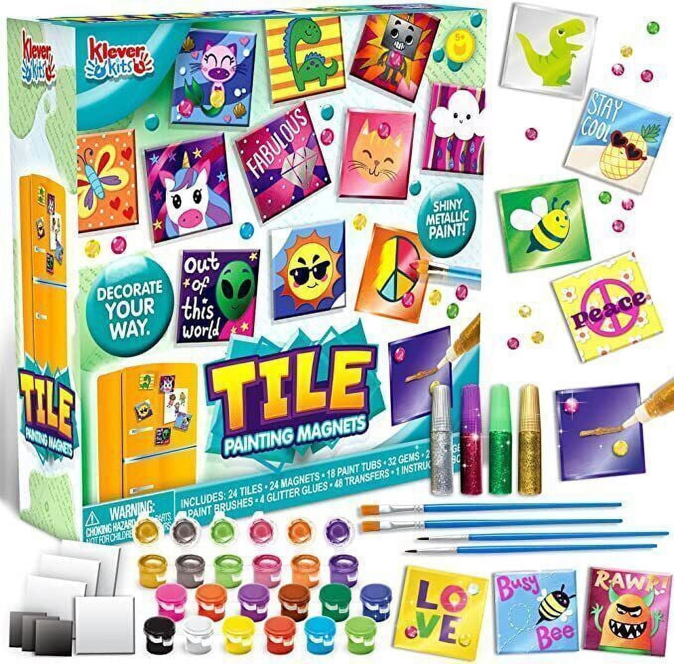 24 Magnetic Mini Tiles Art Kit, Creativity DIY Paint Arts Crafts for ...