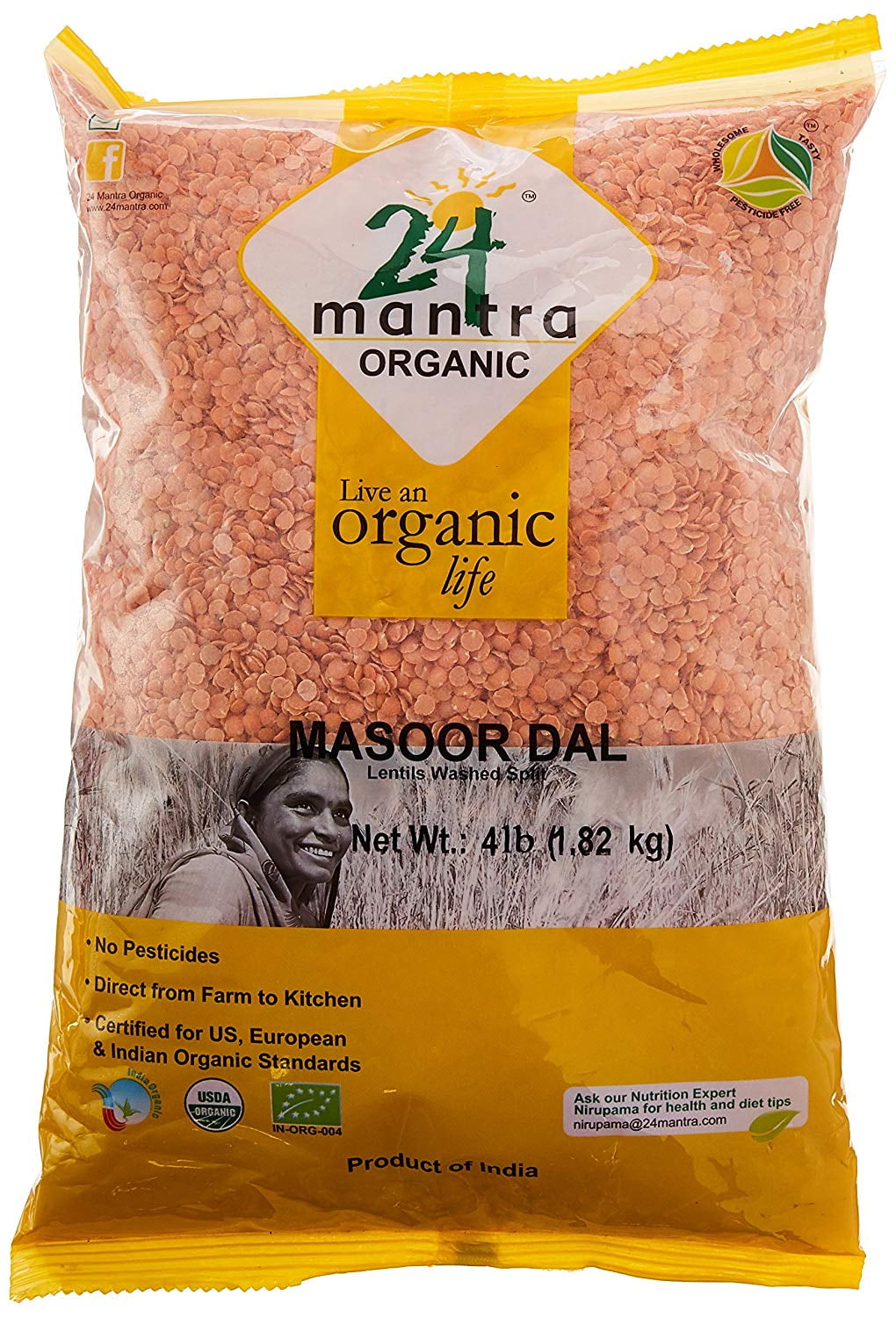 Organic Masoor Dal - Split Red Lentils Bulk - USDA Certified Organic ...