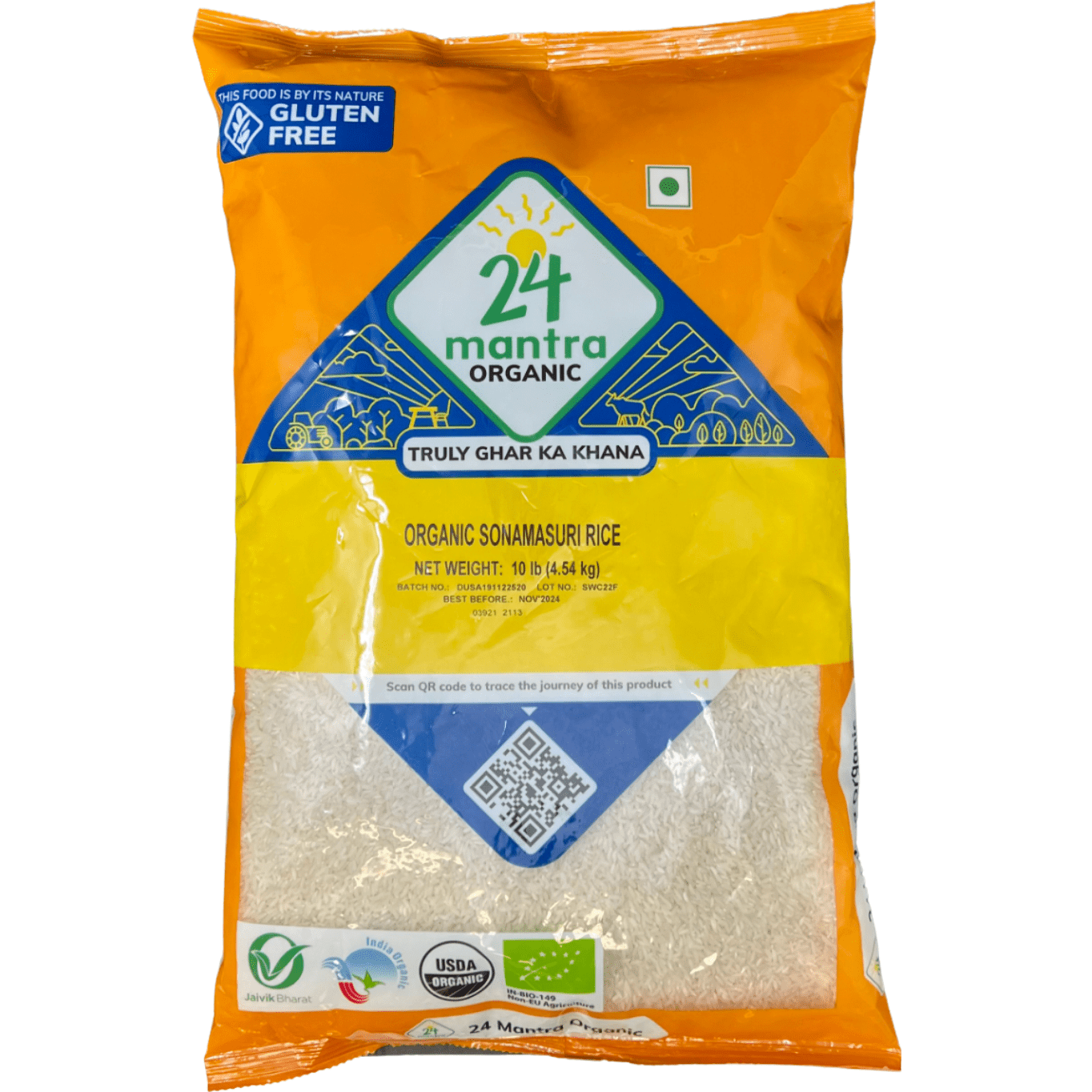 24 Mantra Organic Sonamasuri Rice - 10 Lb (4.5 Kg) - Walmart.com