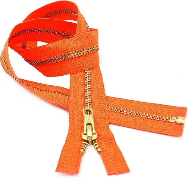 24" Medium Weight Jacket Zipper YKK #5 Brass ~ Separating ~ 523 Orange ...