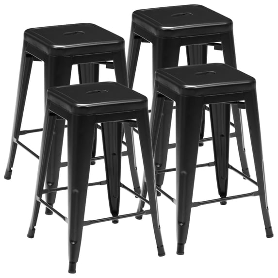 24" Metal Bar Stools Set of 4, Backless Counter Height Barstools for ...