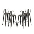 24"Metal Barstool,Country Rustic Style With Back, Kitchen Counter Bar ...