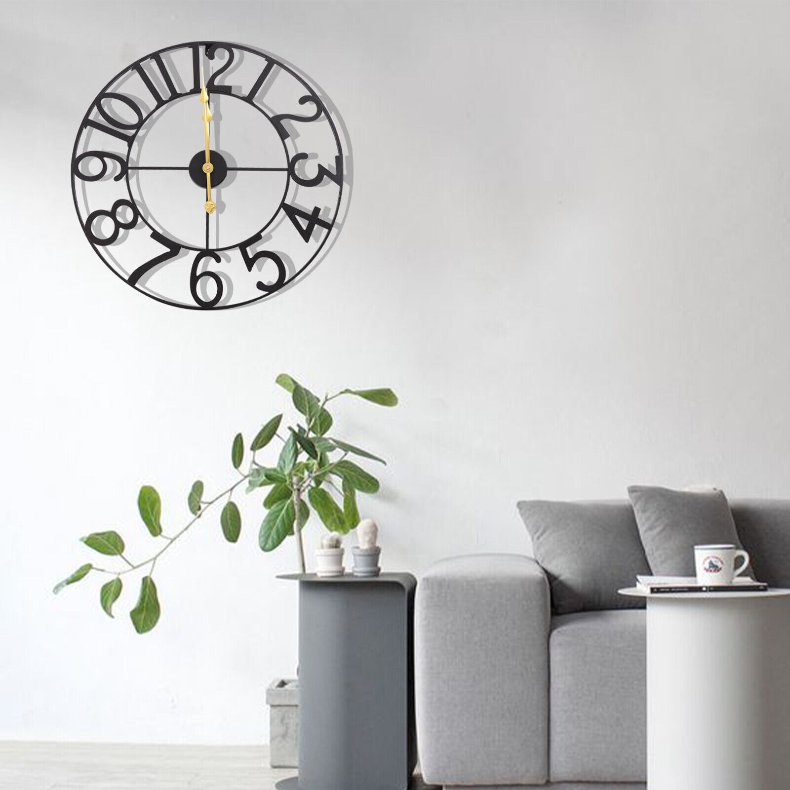 24" Metal Clock Wall Clock Large Cut-Out Farmhouse Decorative Indoor ...