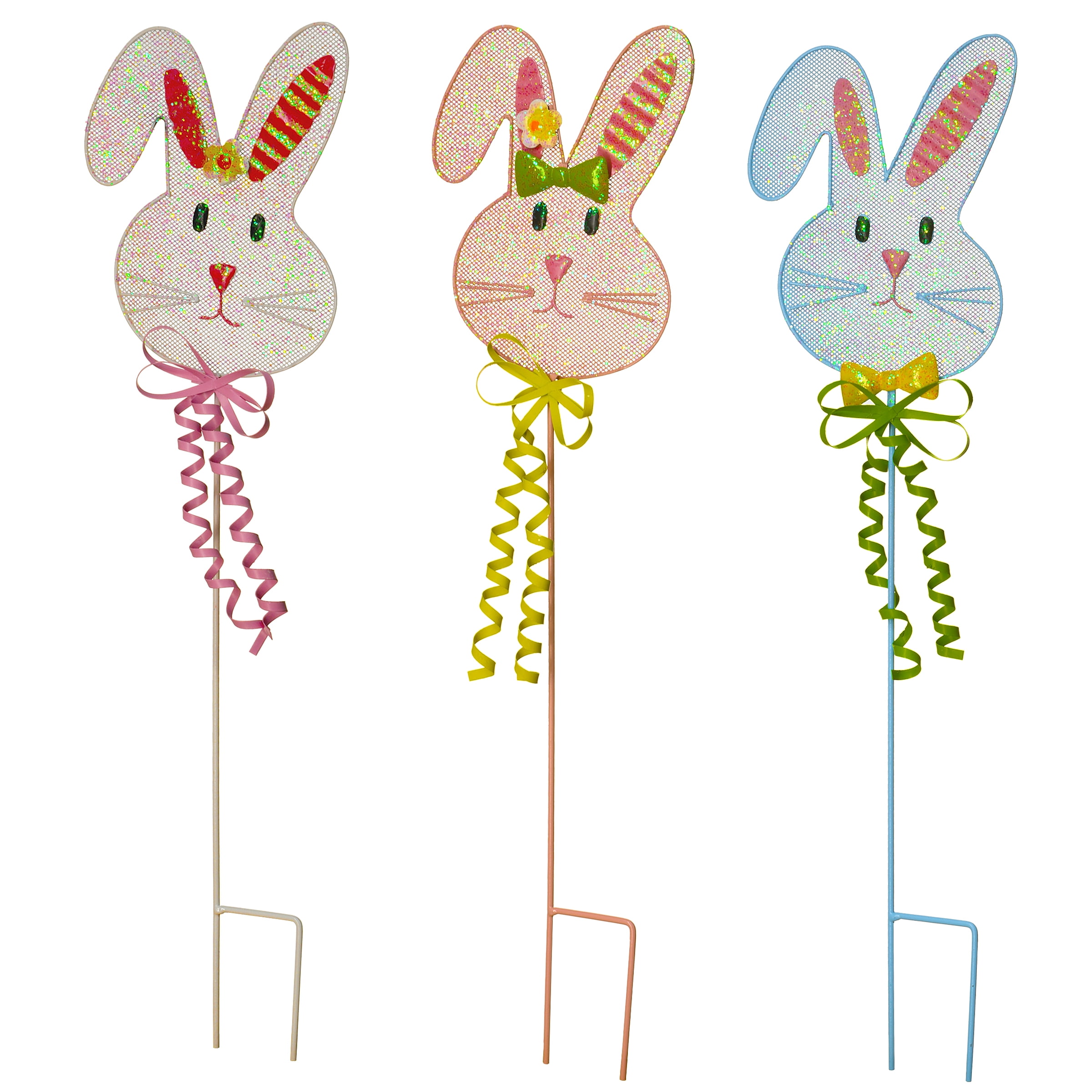 24" Metal Easter Bunny Garden Stakes, Set of 3 - Walmart.com