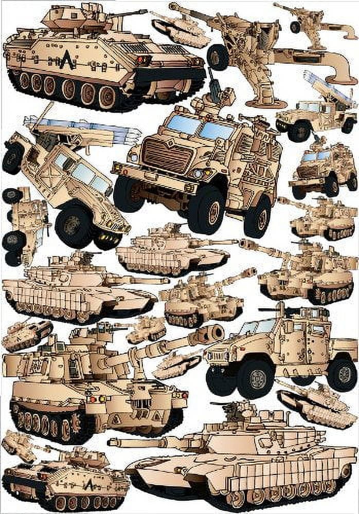 24 Military Tank Wall Decals Stickers and Armored Trucks Wall Decals ...
