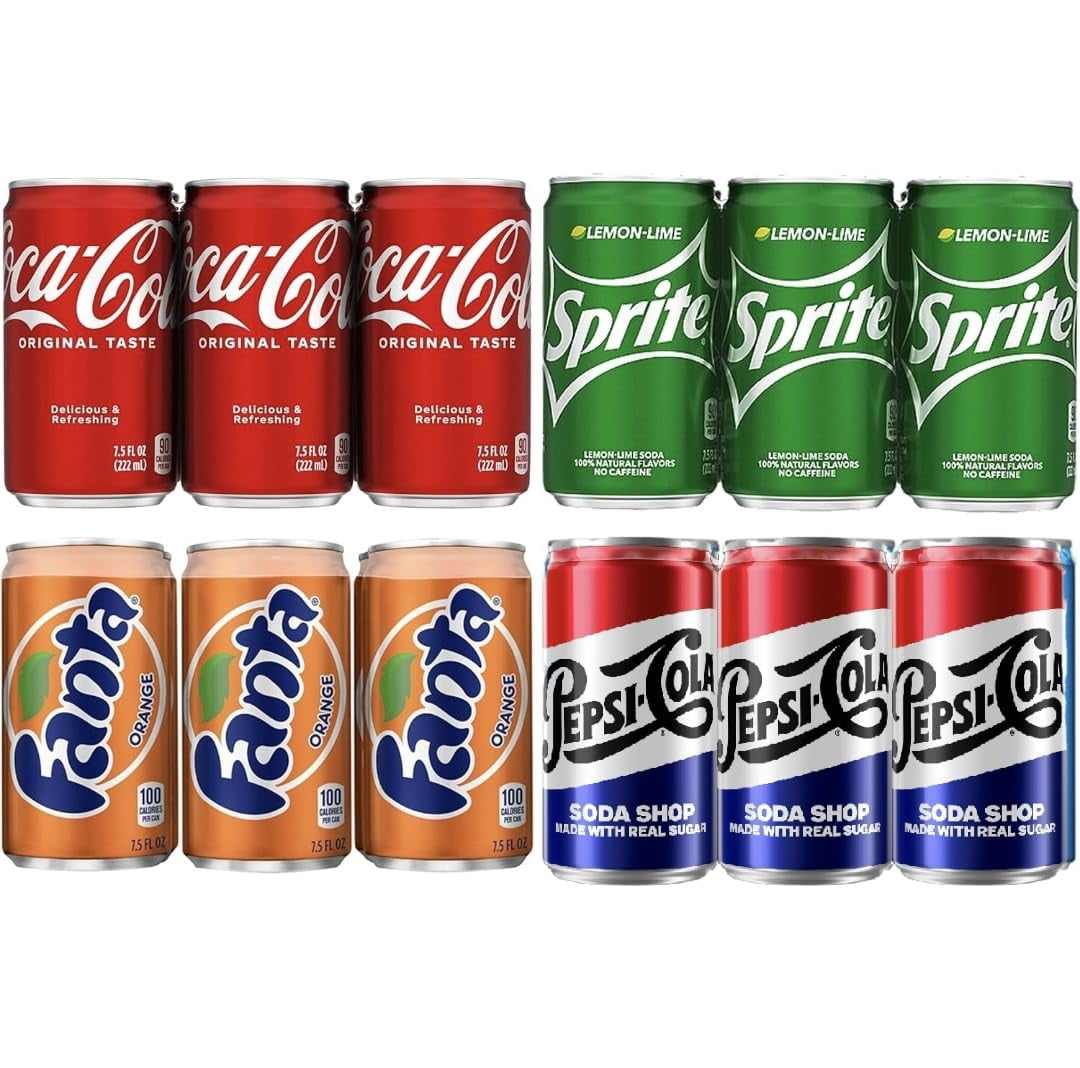 24 Mini Cans Of Variety Soda, 4 flavors, 6 Coke Classic, 6 Pepsi Real ...