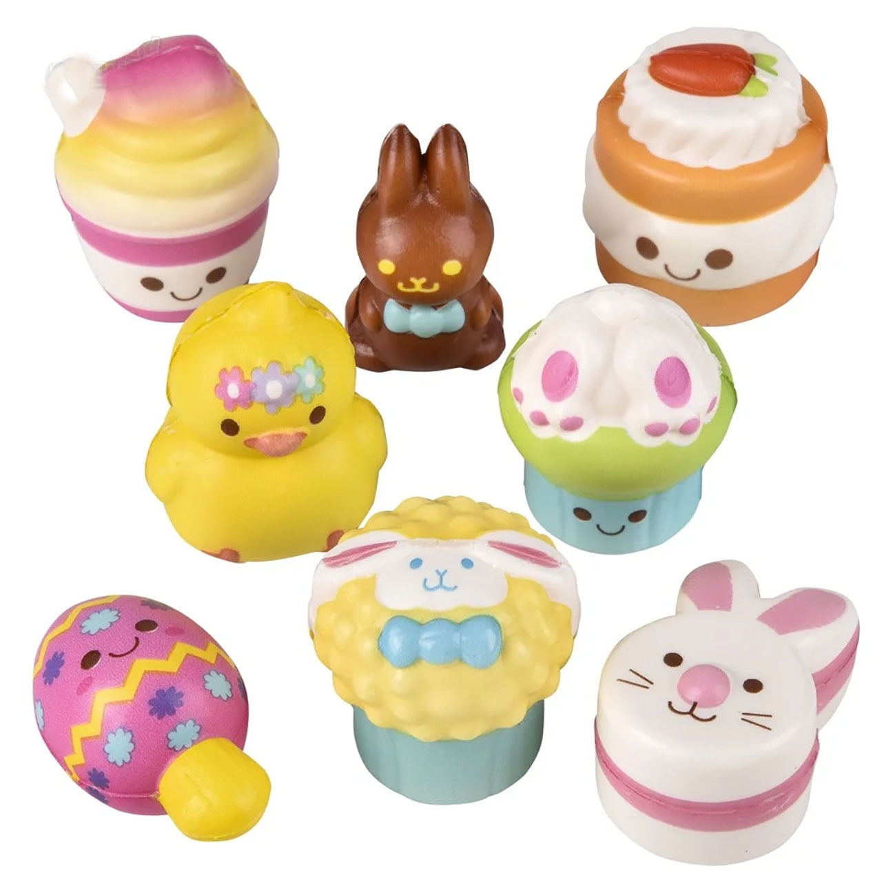 24 Mini Easter Slow Rise Squishy Foam Toys - Cute Squish Basket and Egg ...