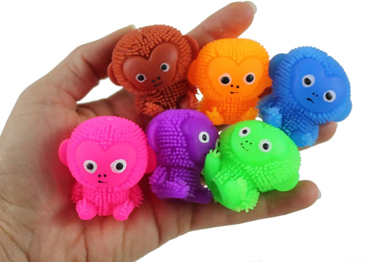 24 Mini Puffer Monkeys - Small Novelty Toy - Party Favors - Cute Tiny ...