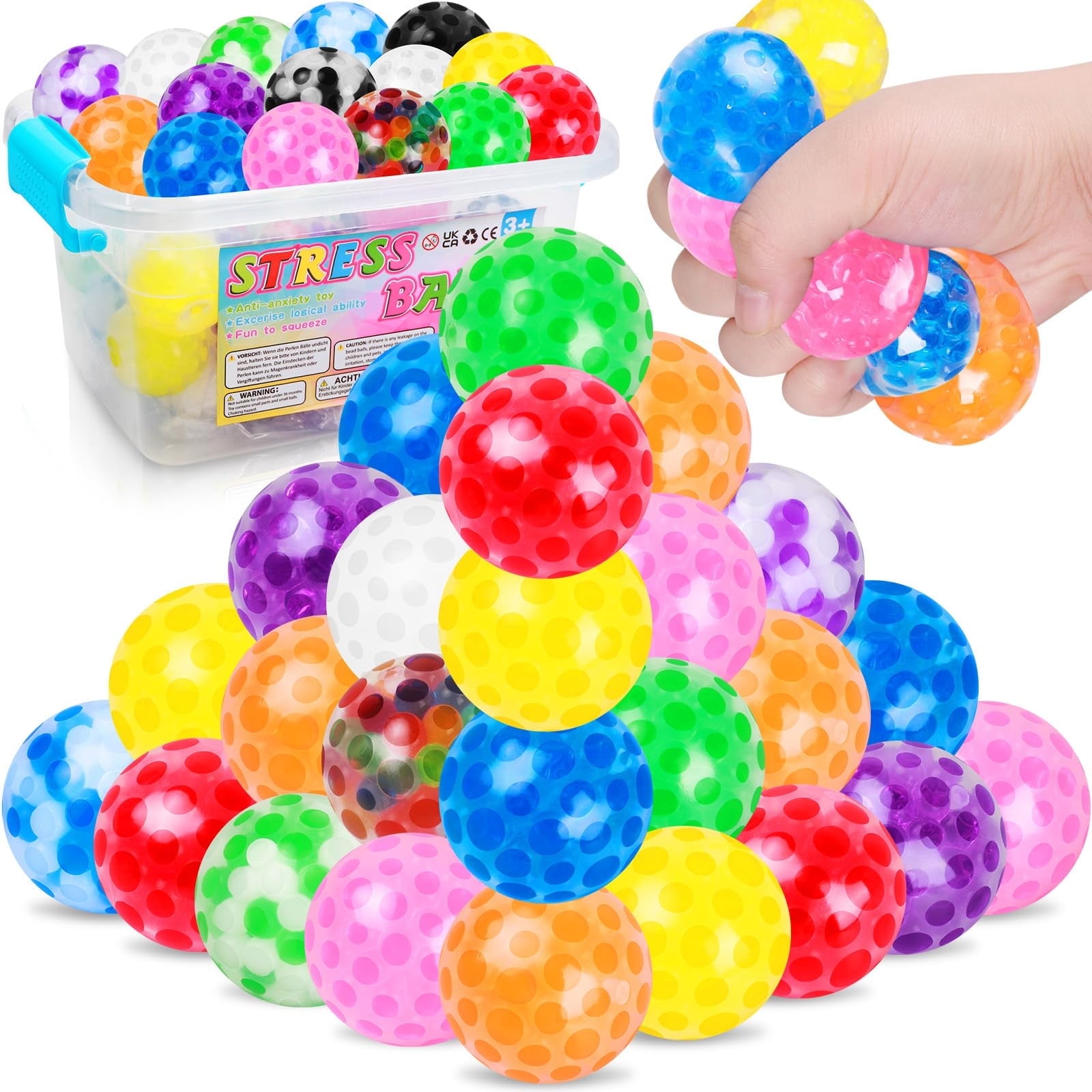 SYNCFUN 24 Pack Mini Stress Balls Fidget Toys for Adults Stress Relief ...