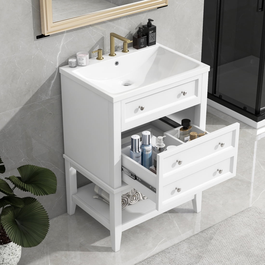 24" Modern Bathroom Vanity with Sink, Bathroom Vanities Cabinet with 1 ...
