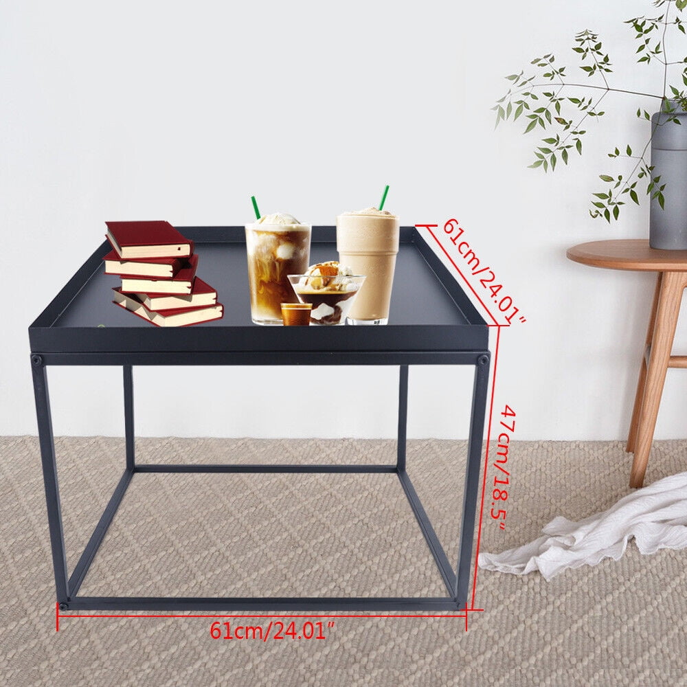 24" Modern Coffee Table, Square Metal End Table, Side Table, Matte ...