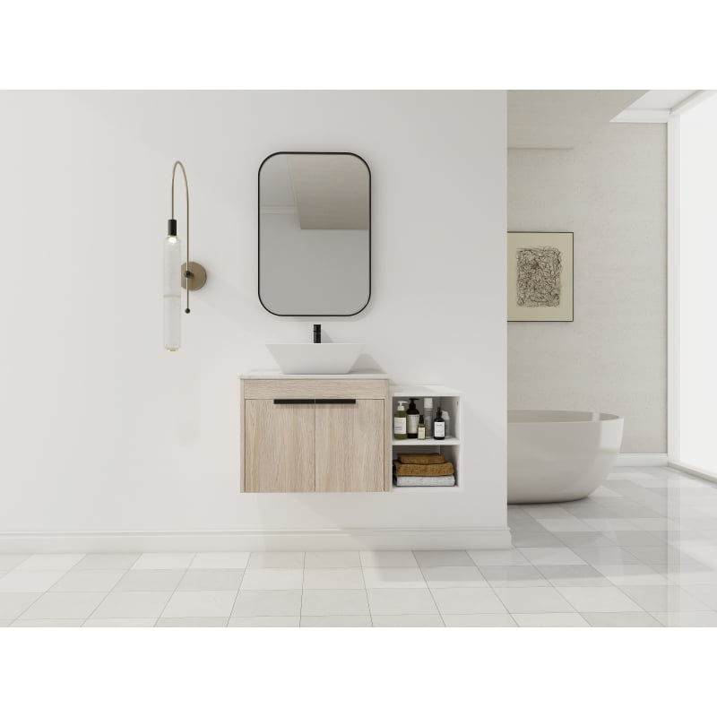 24 " Modern Design Float Bathroom Vanity With Ceramic Basin Set, Wall ...