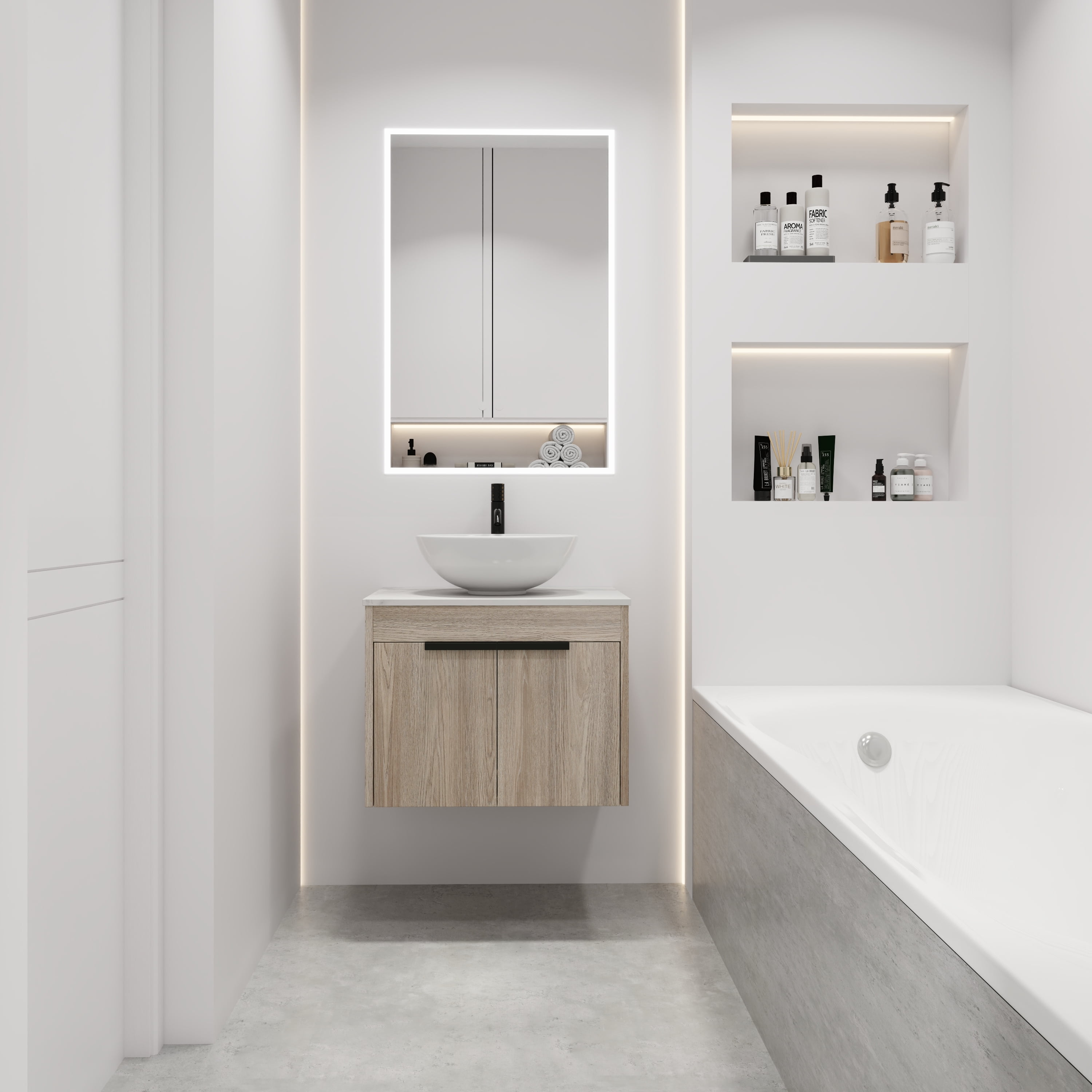 24 " Modern Design Float Bathroom Vanity With Ceramic Basin Set, Wall ...