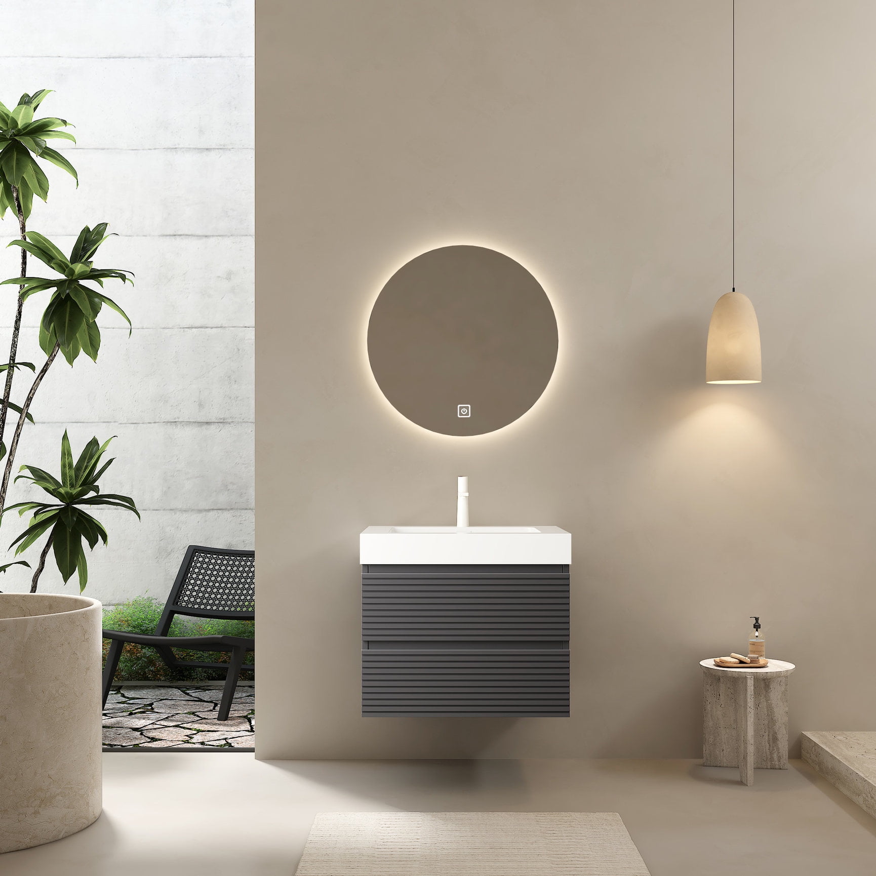 24" Modern Wall - Mounted Bathroom Vanity, High - performance Basin ...