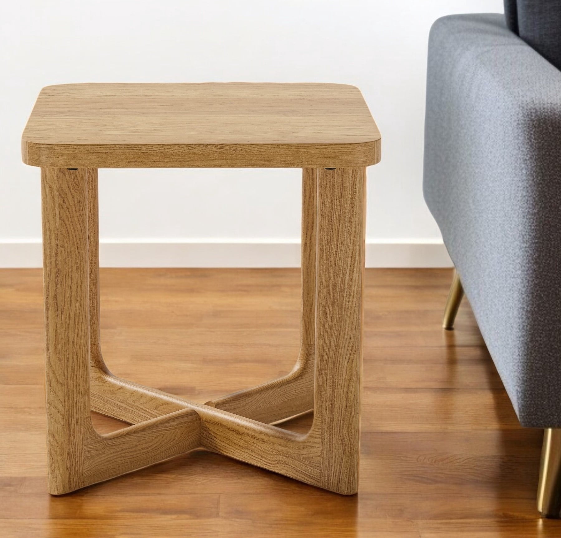 HomeRoots 564936 24 in. Natural Solid Wood Square Cross Legs End Table ...