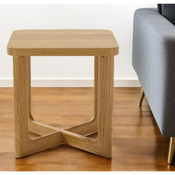 HomeRoots 564936 24 in. Natural Solid Wood Square Cross Legs End Table ...