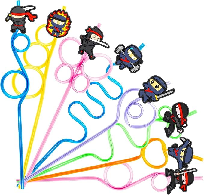 24 Ninja Drinking Crazy Straws for Kids | Ninja Themed Warrior Birthday ...