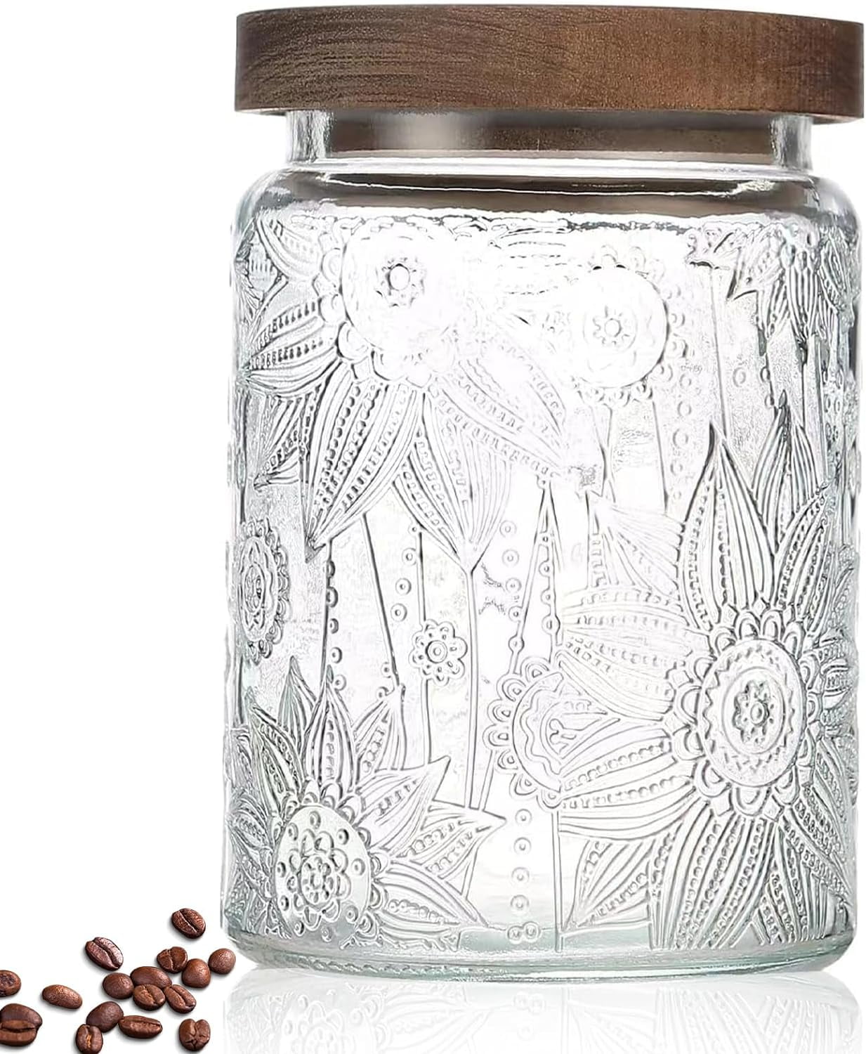 24 OZ Airtight Glass Storage Jar with Bamboo Lid - Vintage Food ...
