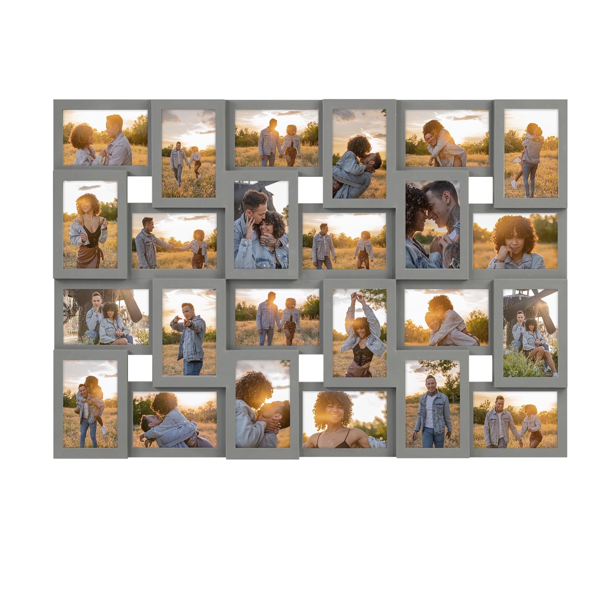 24-Opening Gray Rustic Multi-Wall Photo Frame Collage 4x6 for ...