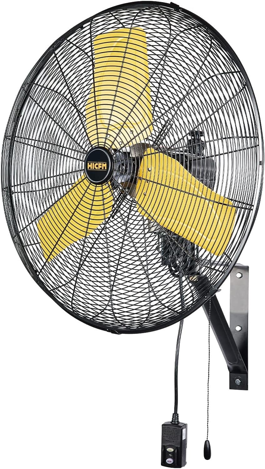 HICFM 24-inch Oscillating Wall Fan with 8900 CFM, 3-Speed Settings ...