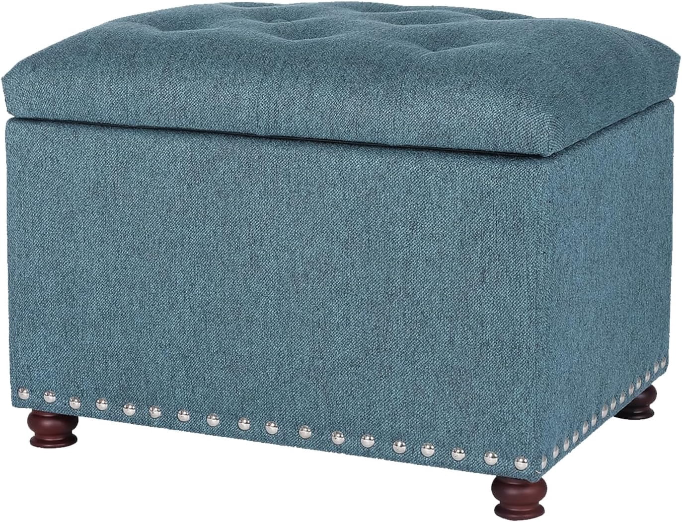 24'' Ottoman with Storage, Upholstered Storage Ottoman Stool, Linen ...