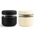 24 Ounces Black+Cream Glass Food Storage Jars & Containers 2 Pack Meal ...