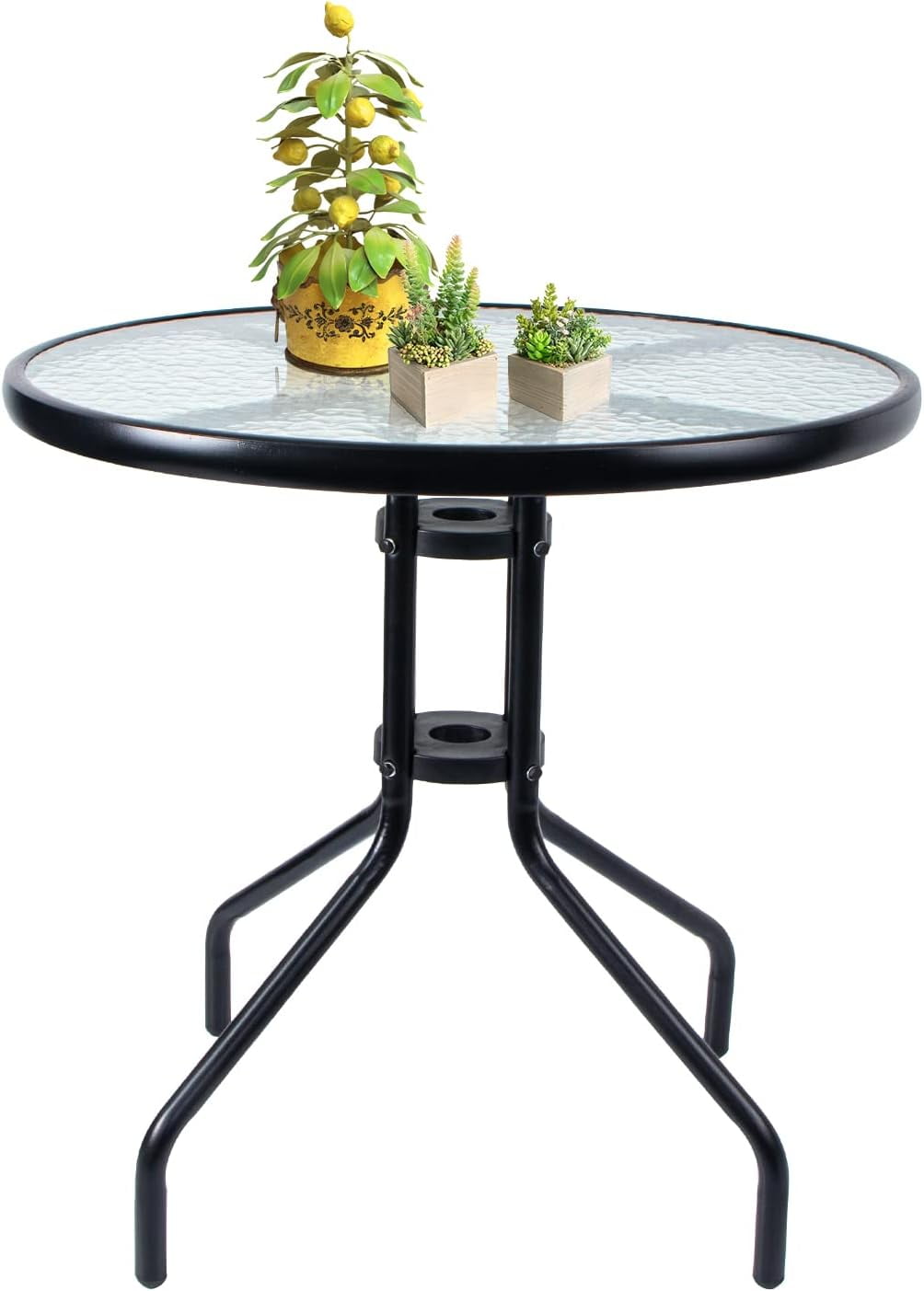 24" Outdoor Bistro Table Round Patio Side Table Dining Table with Glass ...
