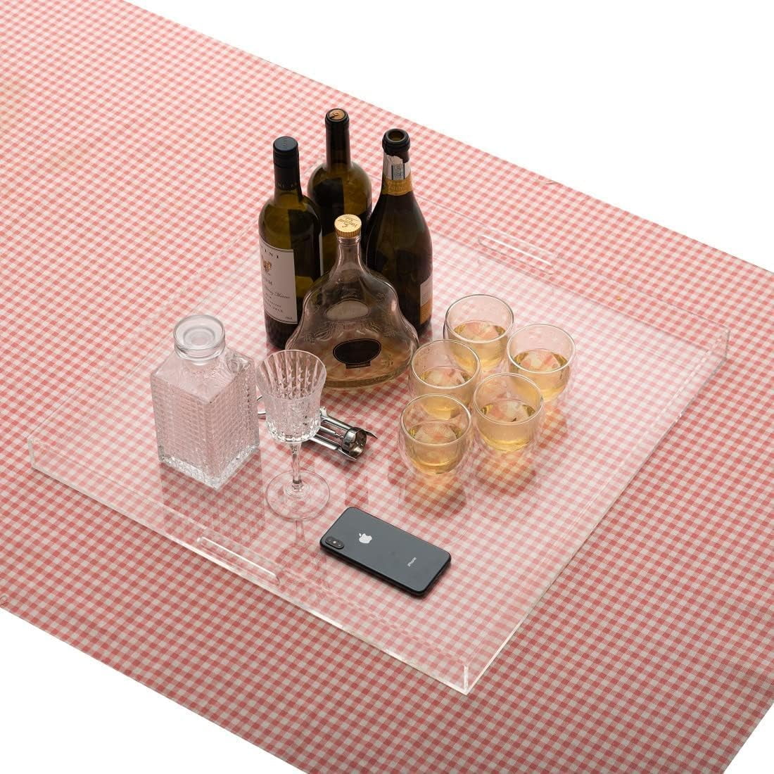 24" Oversized Clear Acrylic Serving Trays Extra Large Ottoman Tray Big ...