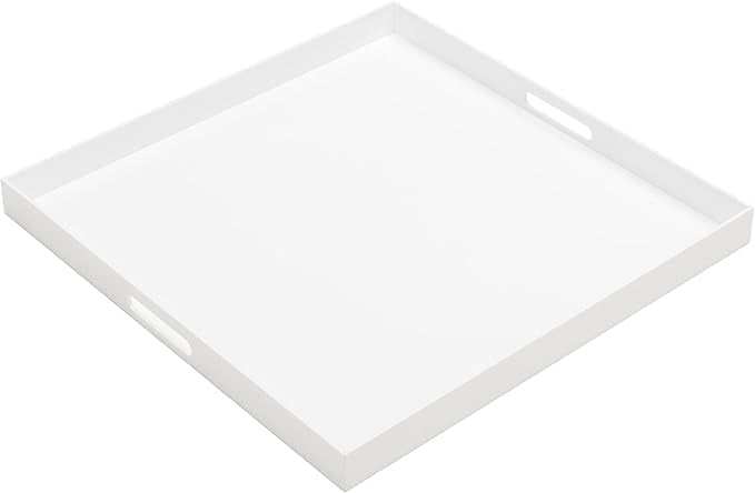 24" Oversized White Acrylic Serving Trays Extra Large Ottoman Tray Big ...