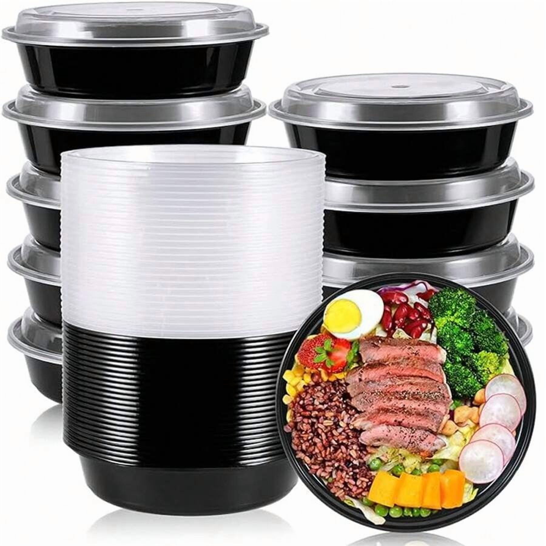 [24 Oz - 50 Pack ]Round Meal Prep Containers Reusable - Microwaveable ...