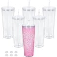 24 Oz Acrylic Snowglobe Tumbler, 6 Pack Pre-Drilled Double Wall Acrylic ...