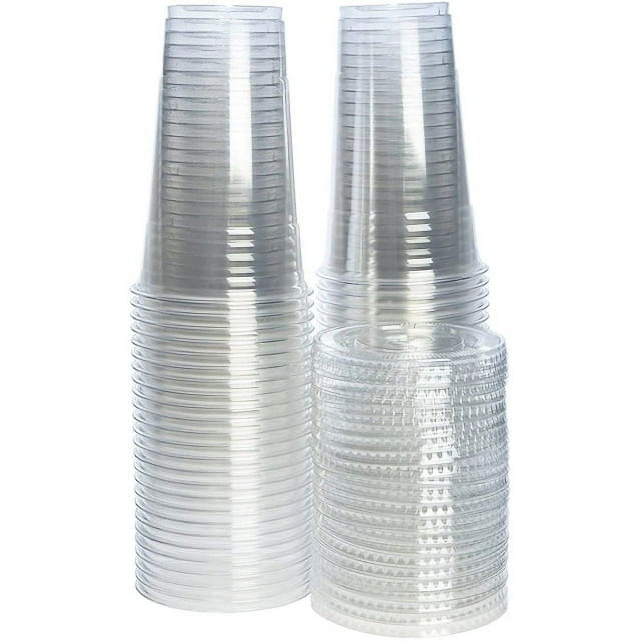 24 Oz Clear Plastic PET Cups With Flat Lid & Straw Qty 100 - Walmart.com