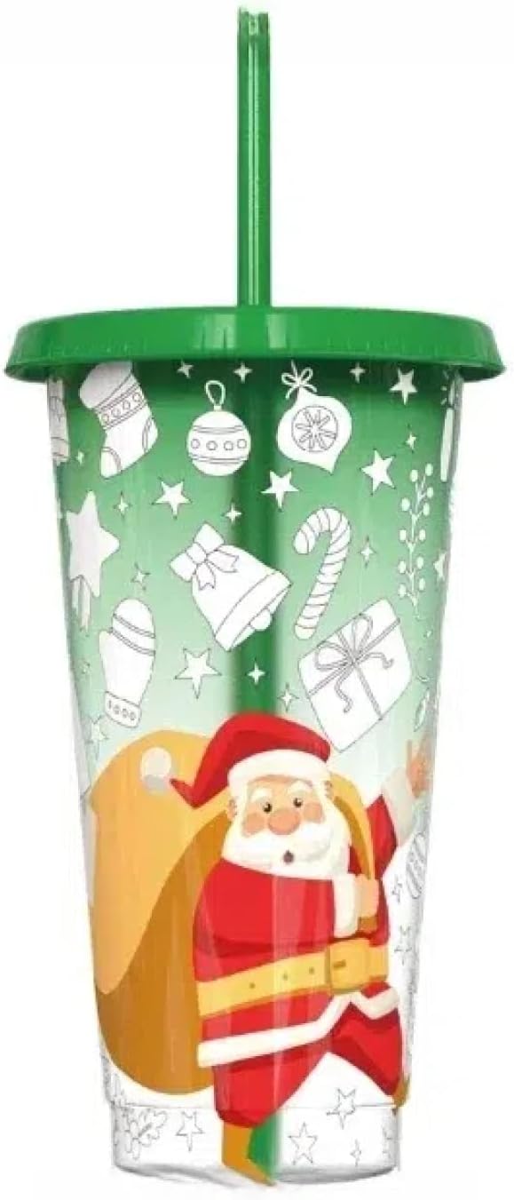 24 Oz Coffee Straw Cup Reusable Christmas Color Changing Cup With Lid ...