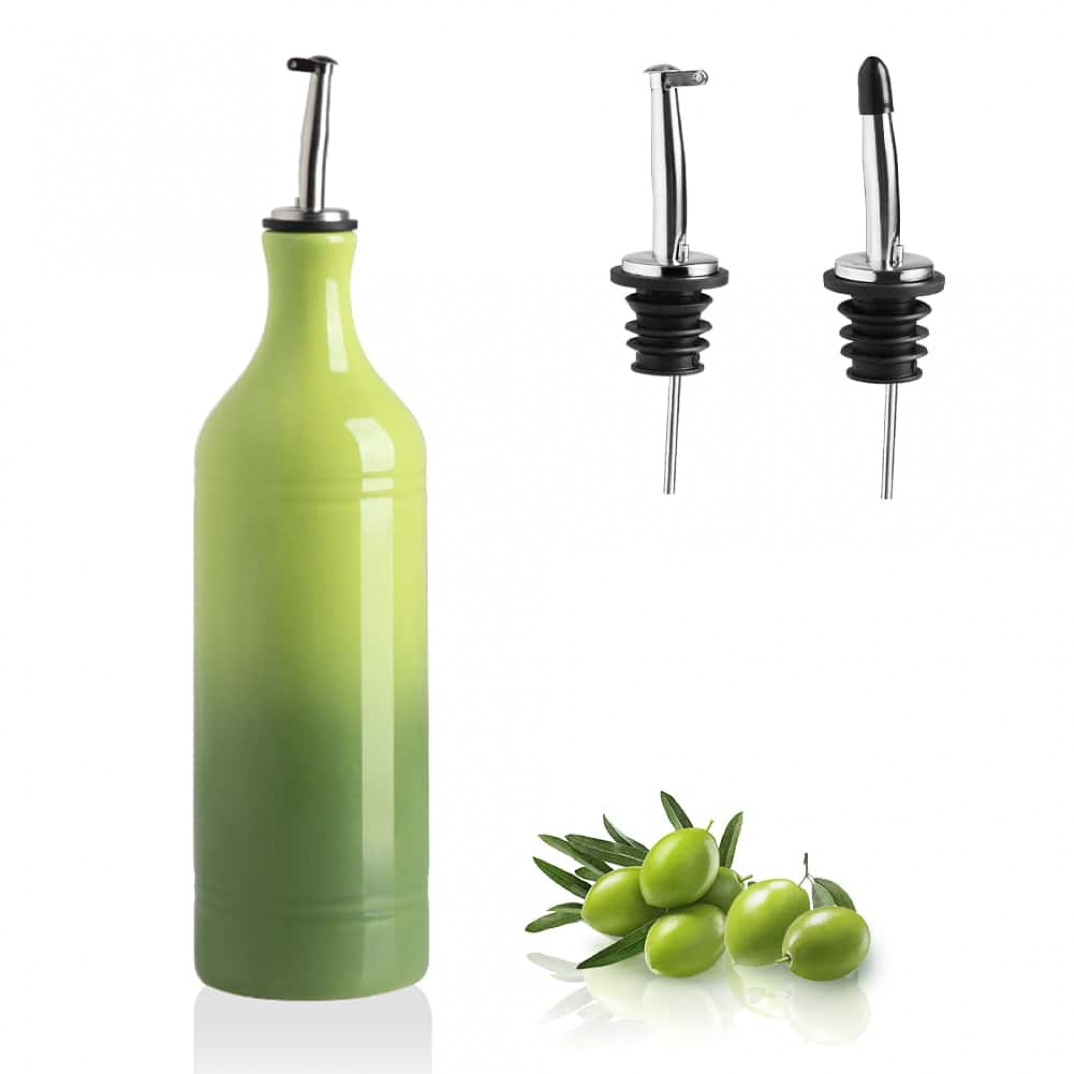 24 Oz Opaque Ceramic Oil Dispenser - Large Cruet For Olive Oil, Vinegar ...