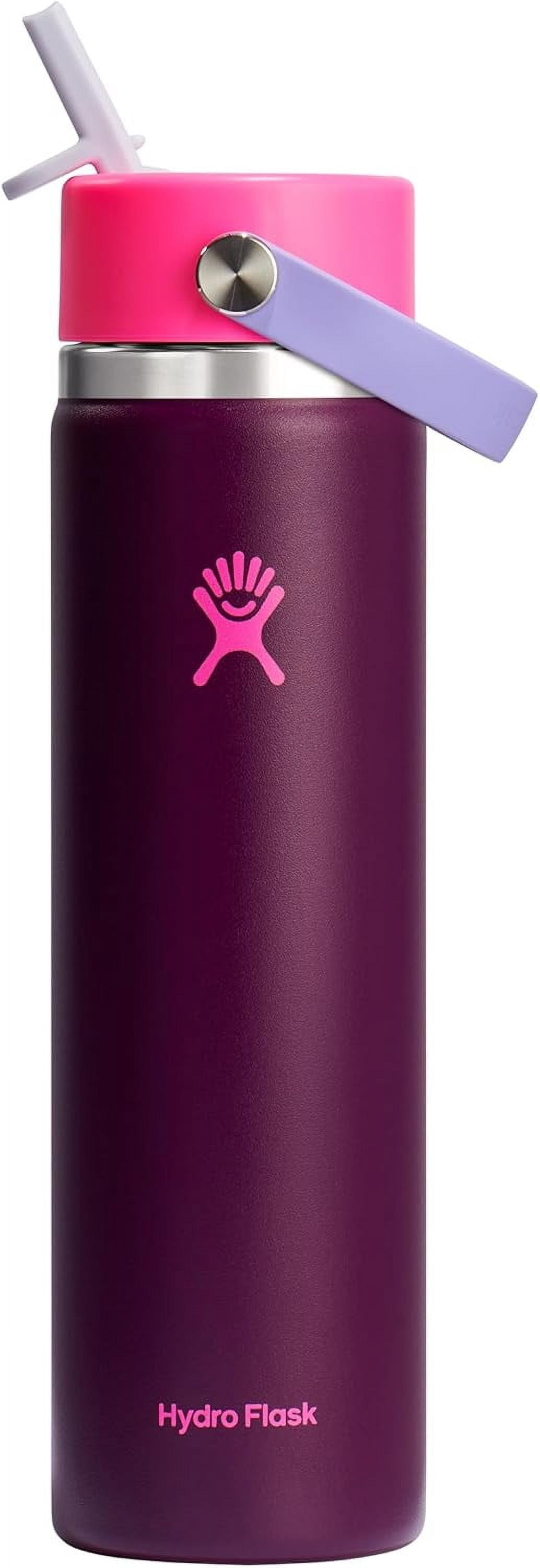 24 Oz Wide Flex Straw Cap Insulated Stainless Steel Water Bottle in ...