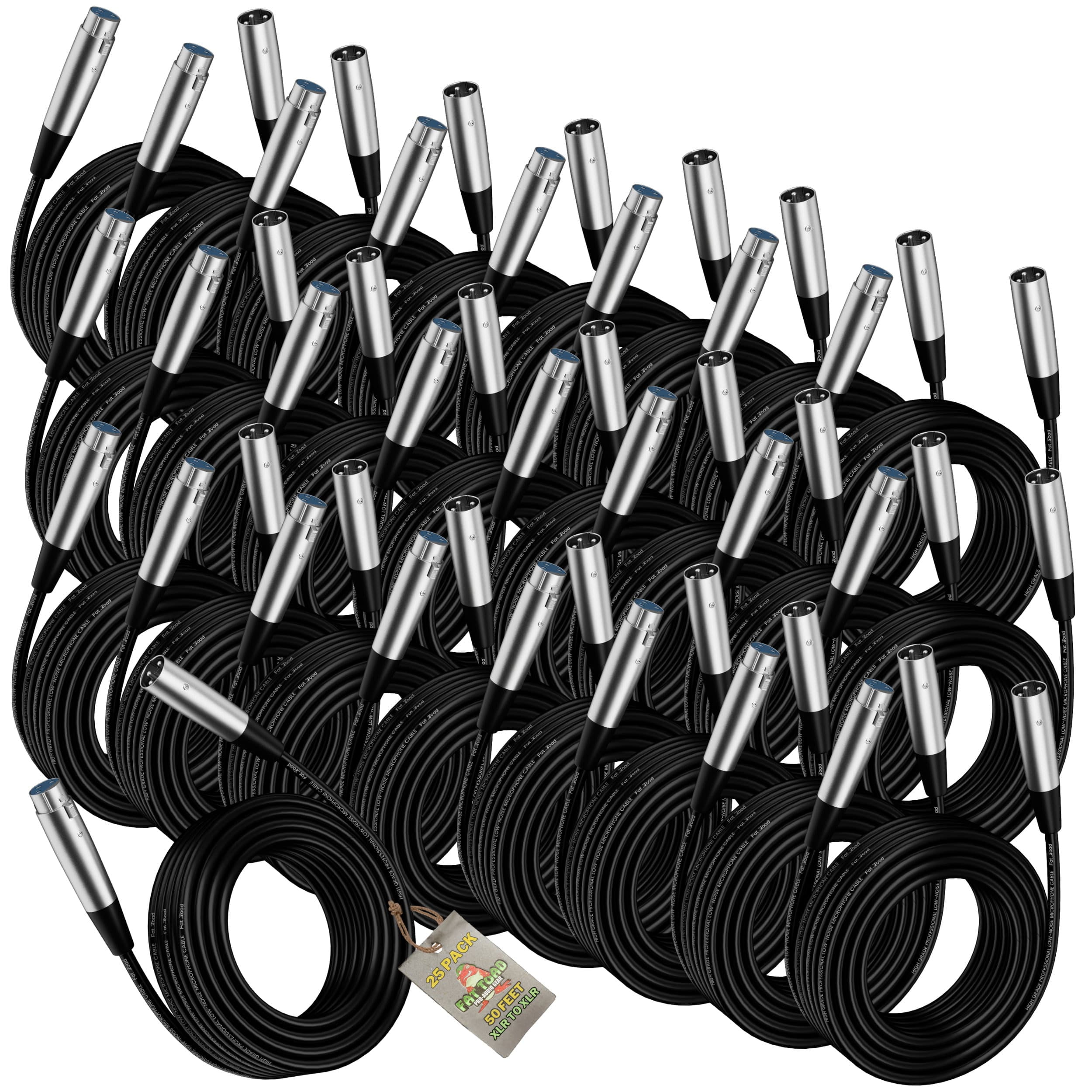 24 PACK - Fat Toad XLR Mic Wires 20ft Professional Pro Audio Green ...