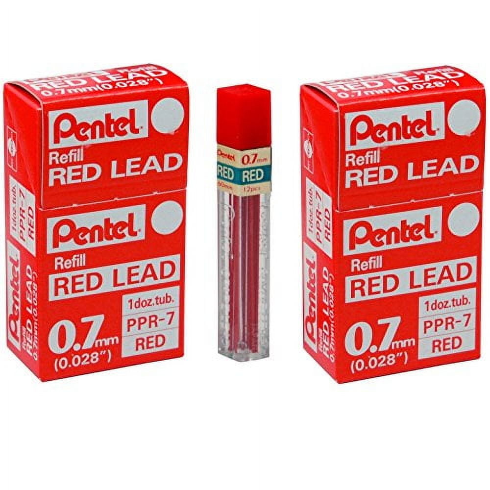 (24 PACK) Pentel (PPB-7RD) Colored Lead, 0.7mm Red 12 Leads - Walmart.com