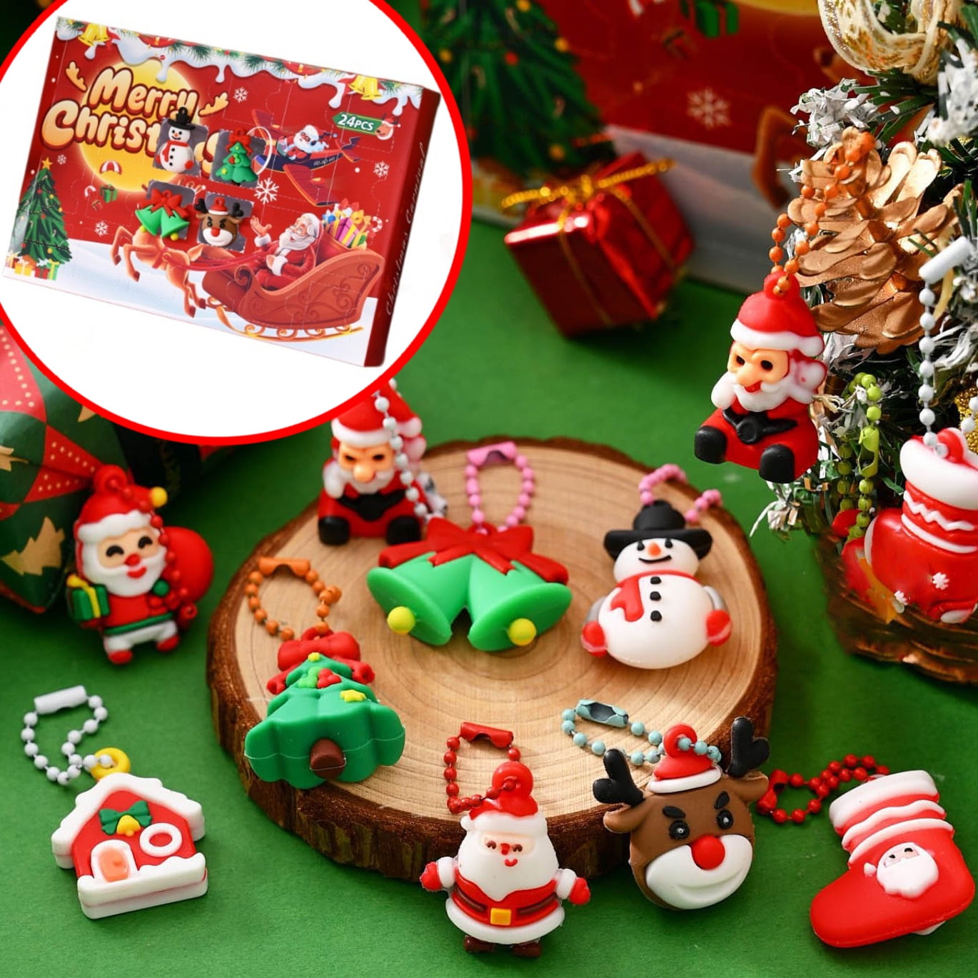 24 PC Christmas 3D Countdown Plush Toy Sculpting Fun Calendar Toy Set ...