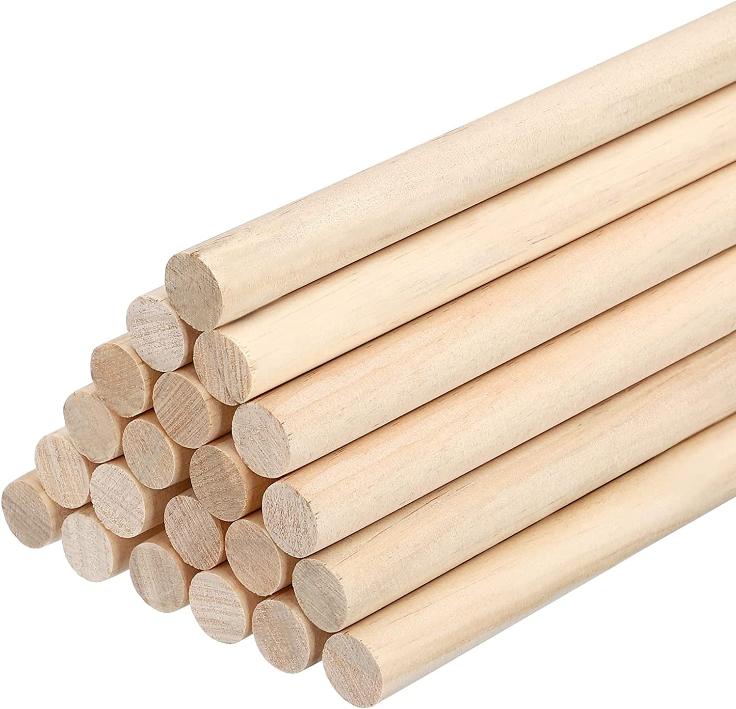 24 PCS 1/2 x 12 Inch Dowel Rods Wooden Round Dowels Round Unfinished ...