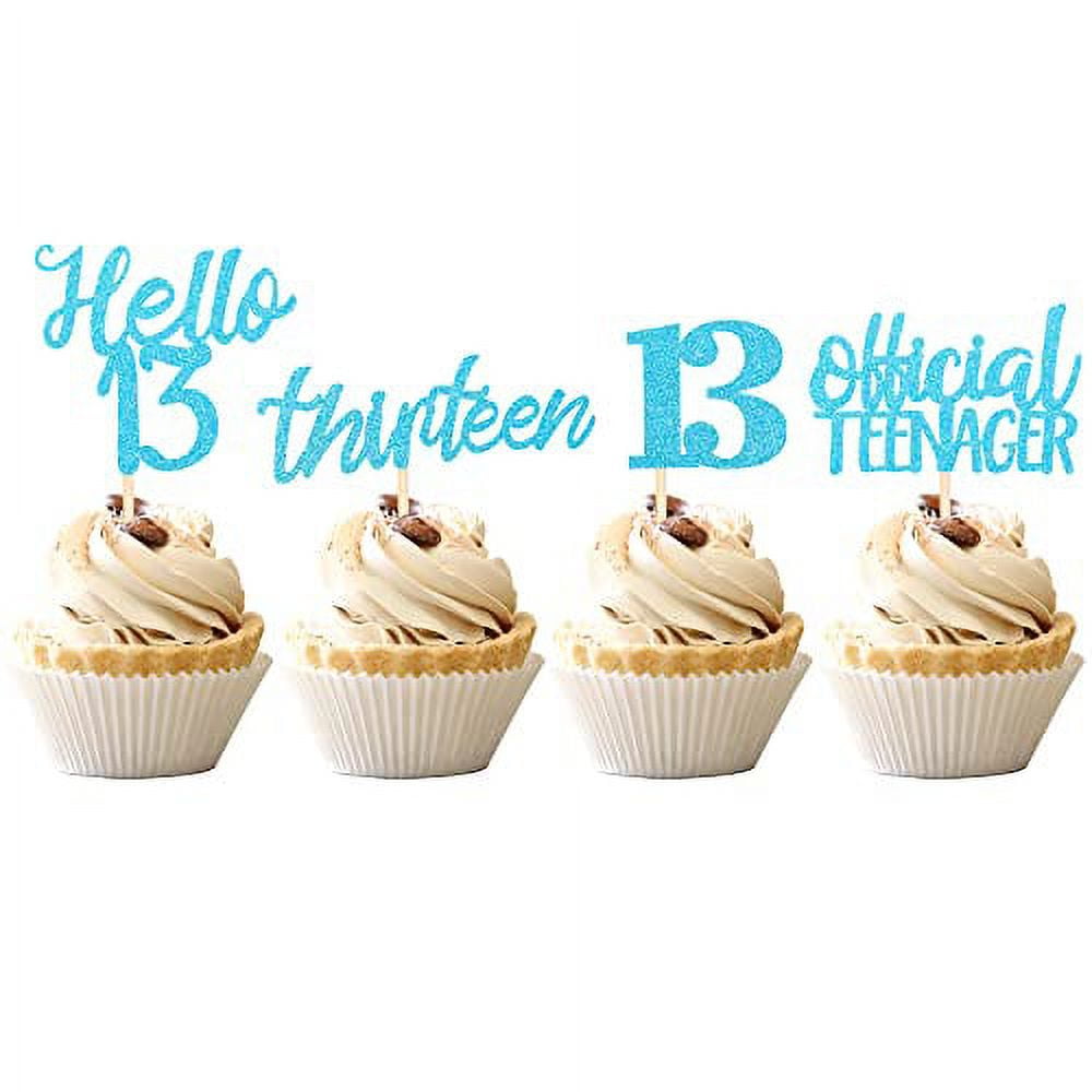24 PCS 13th Birthday Cupcake Toppers Official Teenager Hello 13 ...