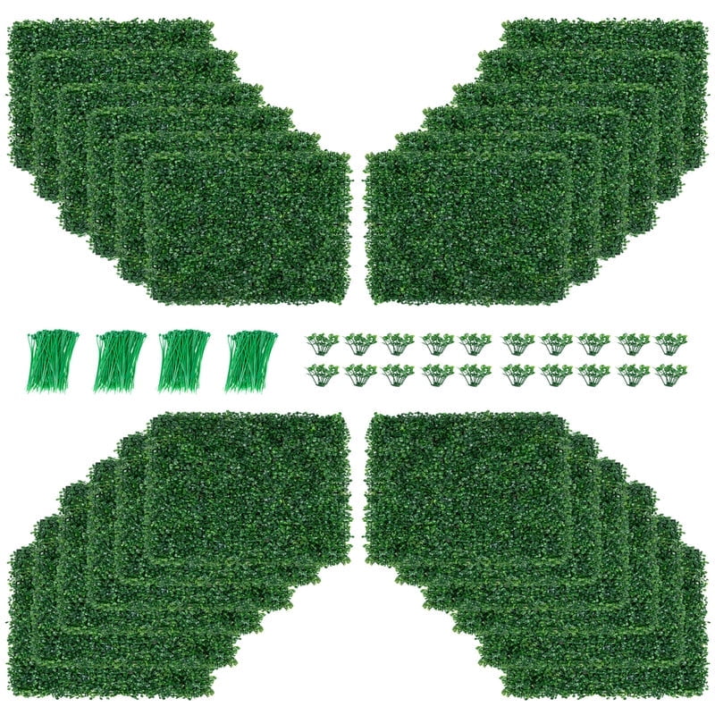 24 PCS 20"x20" Grass Wall Privacy Screen Greenery Backdrop Panels with ...