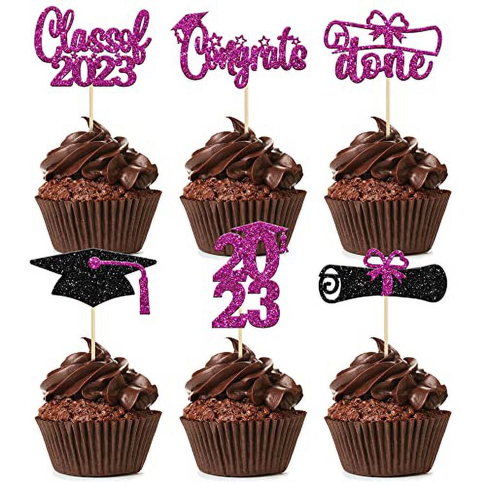 24 PCS 2023 Graduation Cupcake Toppers Glitter Class of 2023 Diploma ...