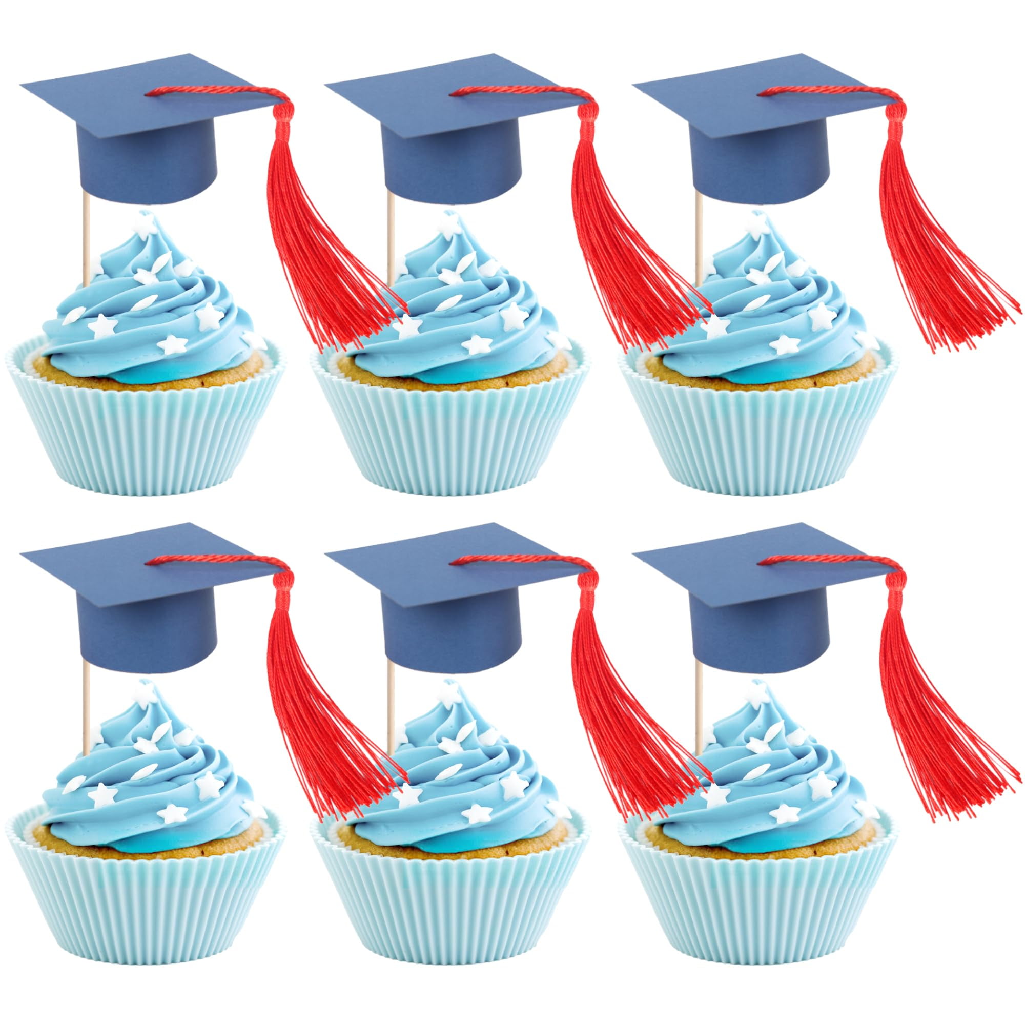 24 PCS 2025 Graduation Cap Cupcake Toppers MDH1with Grad Cap Class of ...