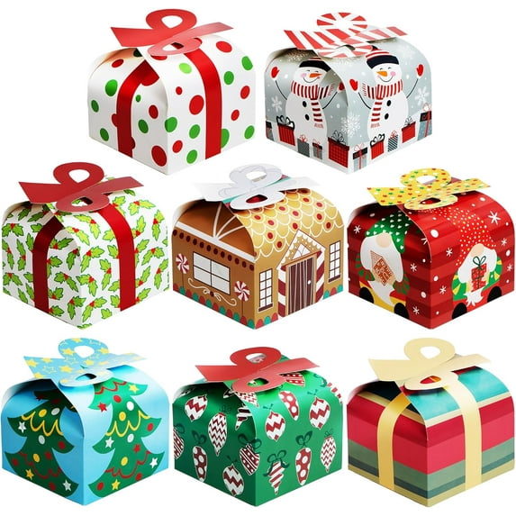 24 PCS 3D Christmas Goody Gift Boxes with Bow for Holiday Xmas Goodie ...