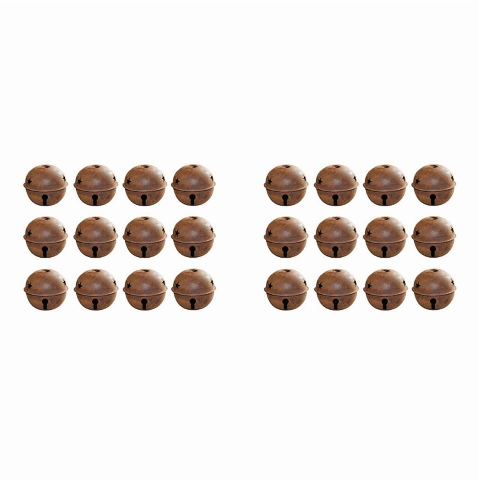 24 PCS 40mm Rusty Metal Star Cutout Jingle Bells for Christmas Holiday ...