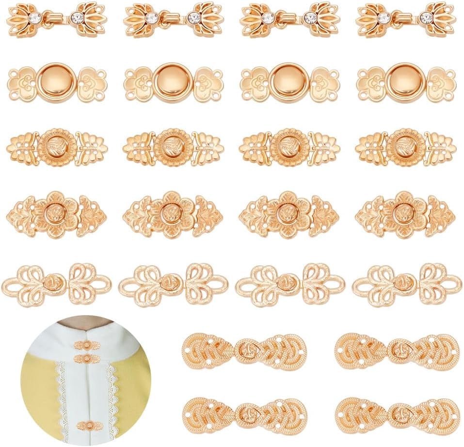 24 PCS 6 Styles Shawl Clips Vintage Flower Alloy Snap Lock Clasps ...