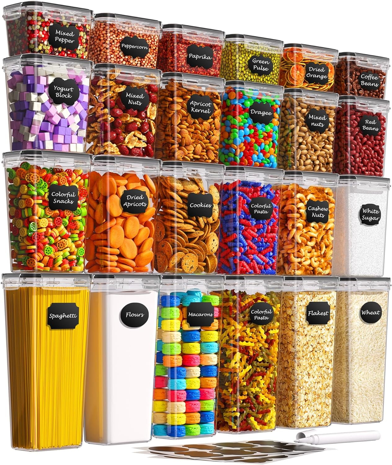 24 PCS Airtight Food Storage Containers with Lids, Kitchen Pantry ...